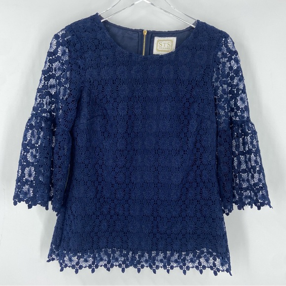 Sail to Sable | Tops | Sail To Sable Navy Blue Lace Top Long Sheer ...